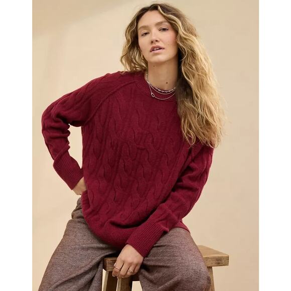 aerie | Sweaters | Unreal Cable Crew Sweater | Poshmark